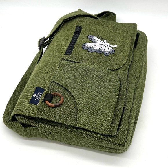 Puzzlestack | Bags | Butterfly Embroidered Cotton Laptop Messenger Bag ...